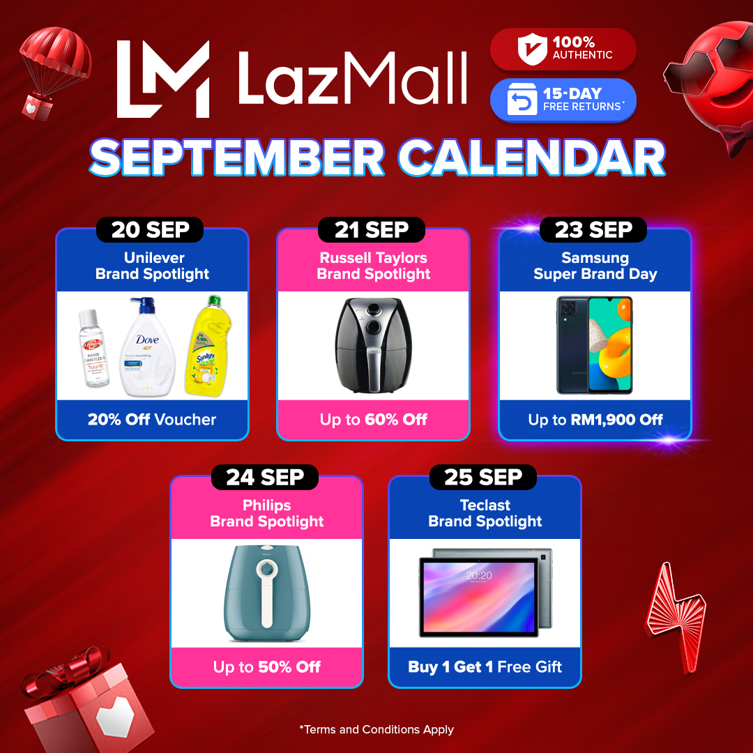 Lazada 9月优惠：9.9午夜大促销可领取额外10%折扣礼券+999枚 LazCoins、消费满RM99即减RM9、包邮礼券等 ...