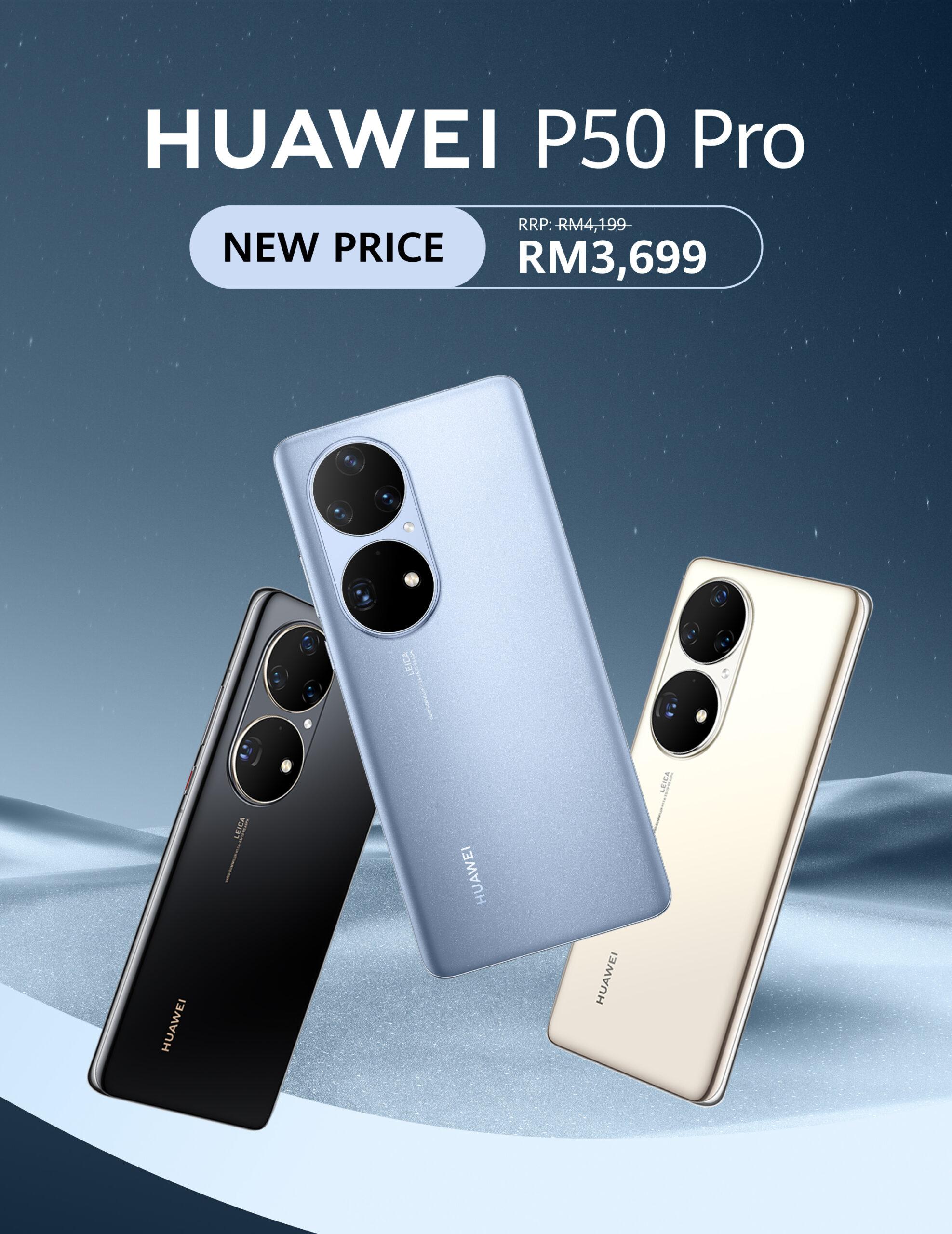 HUAWEI P50 Pro更划算了！价格调降RM500，还有全新Silver Blue配色，只要RM3699就能入手！ - Zing Gadget