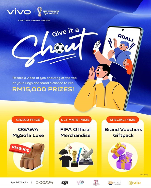 vivo举办“Give it a Shout”：在Sunway Pyramid大喊“Goal”，有机会赢取RM15000奖品！