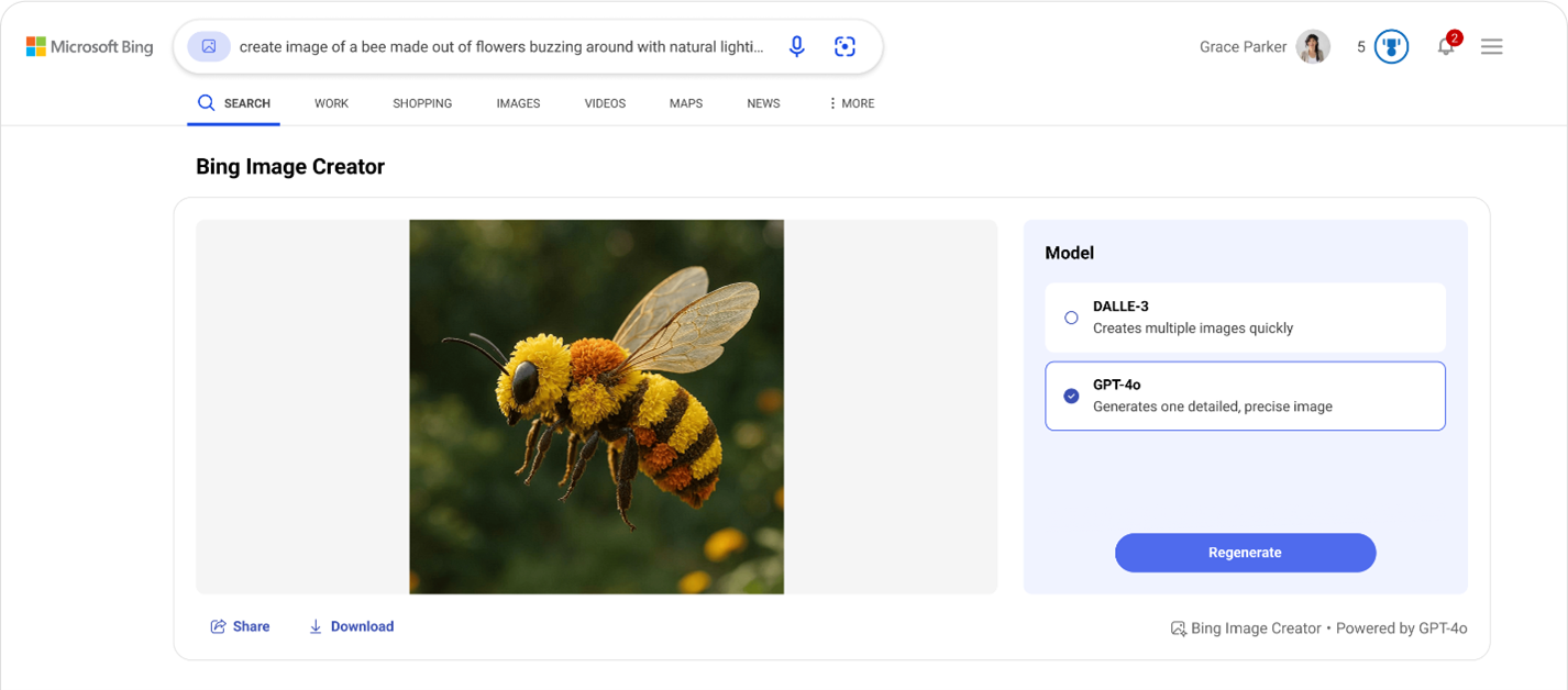 Microsoft宣布Bing Image Creator接入GPT-4o模型：支持文本生成图片，免费开放给用户使用！ - Zing Gadget